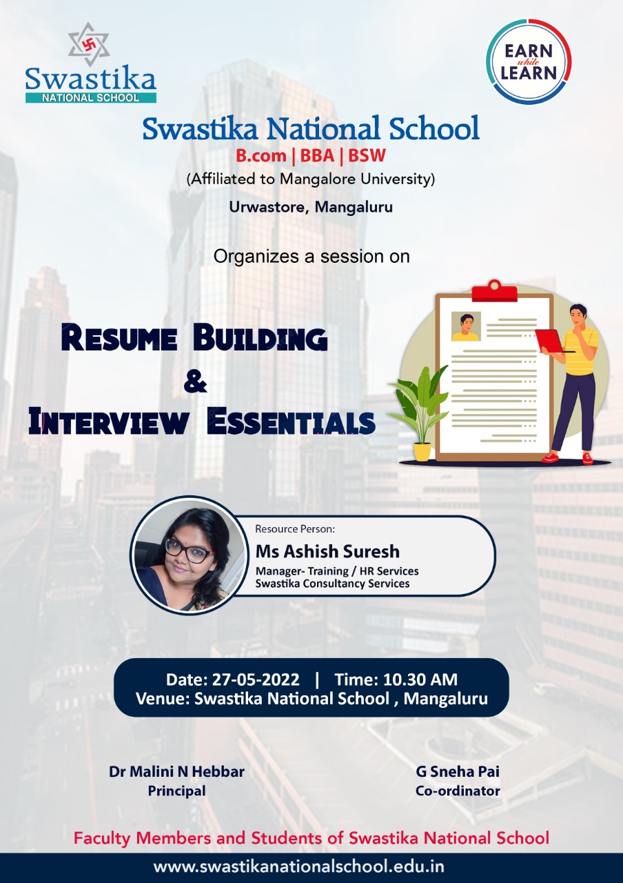 WORKSHOP ON RESUME BUILDING & INTERVIEW ESSENTIAL - Swastika National ...